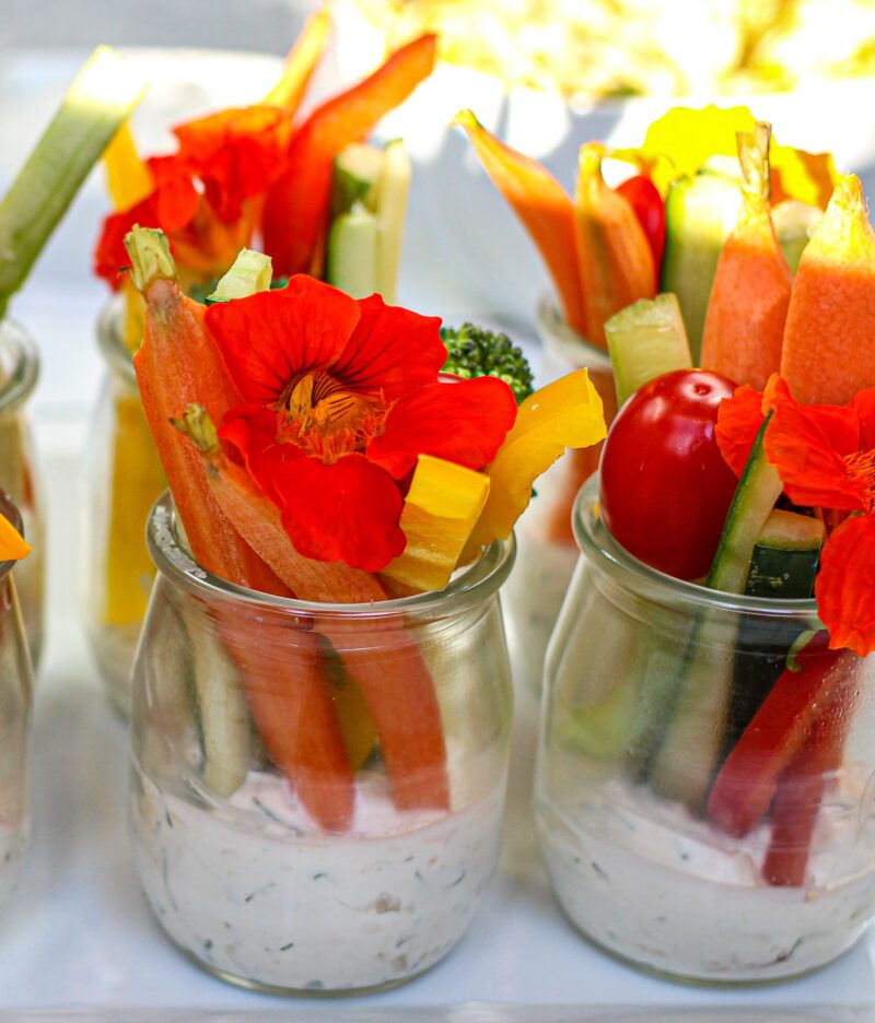 Beautiful Party Vegetable Cups with Vegan Dill Garlic Dip - Susan Cooks ...